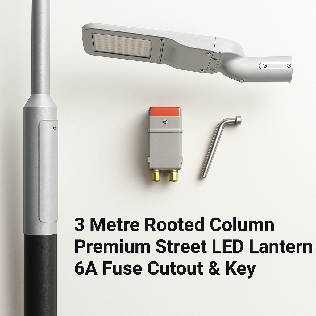Premium 3 Metre LED Street Lighting Column Complete Kit from Wydels Ltd