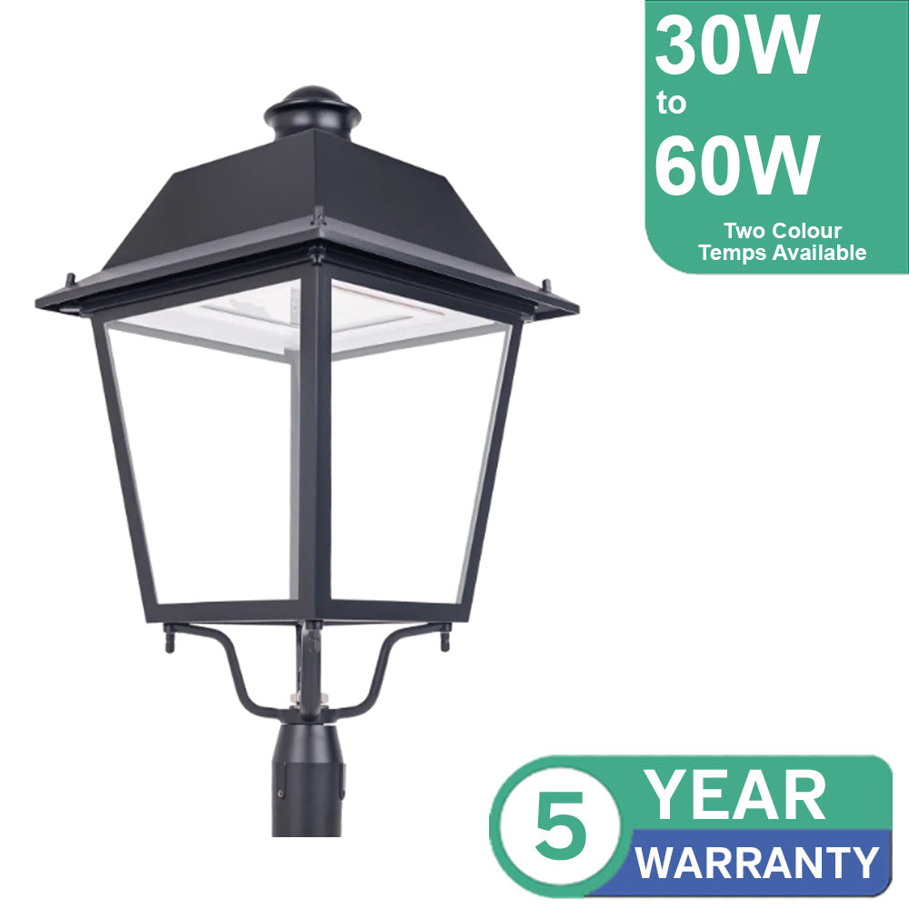 30W to 60W Victoria Classic LED Post-Top Street Light IP66