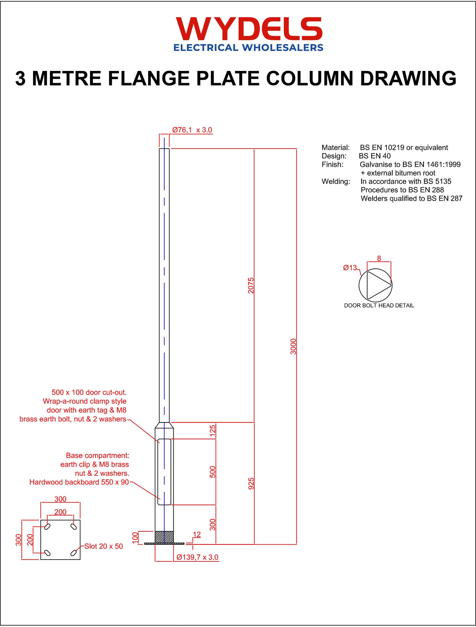3 Metre Lighting Column Lamp Post 3m | Wydels Electrical Wholesalers