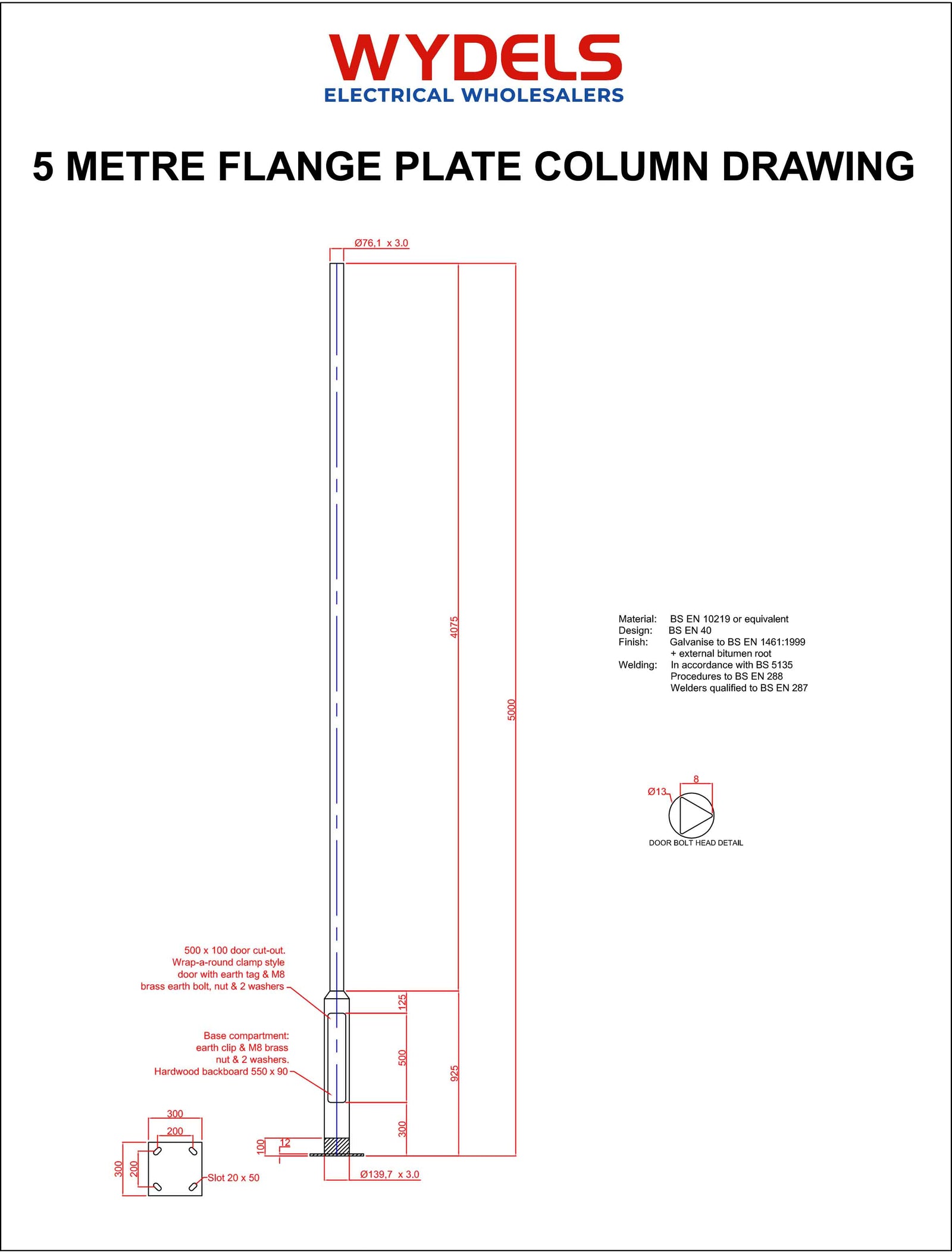 5 Metre Lighting Column Lamp Post 5m | Wydels Electrical Wholesalers