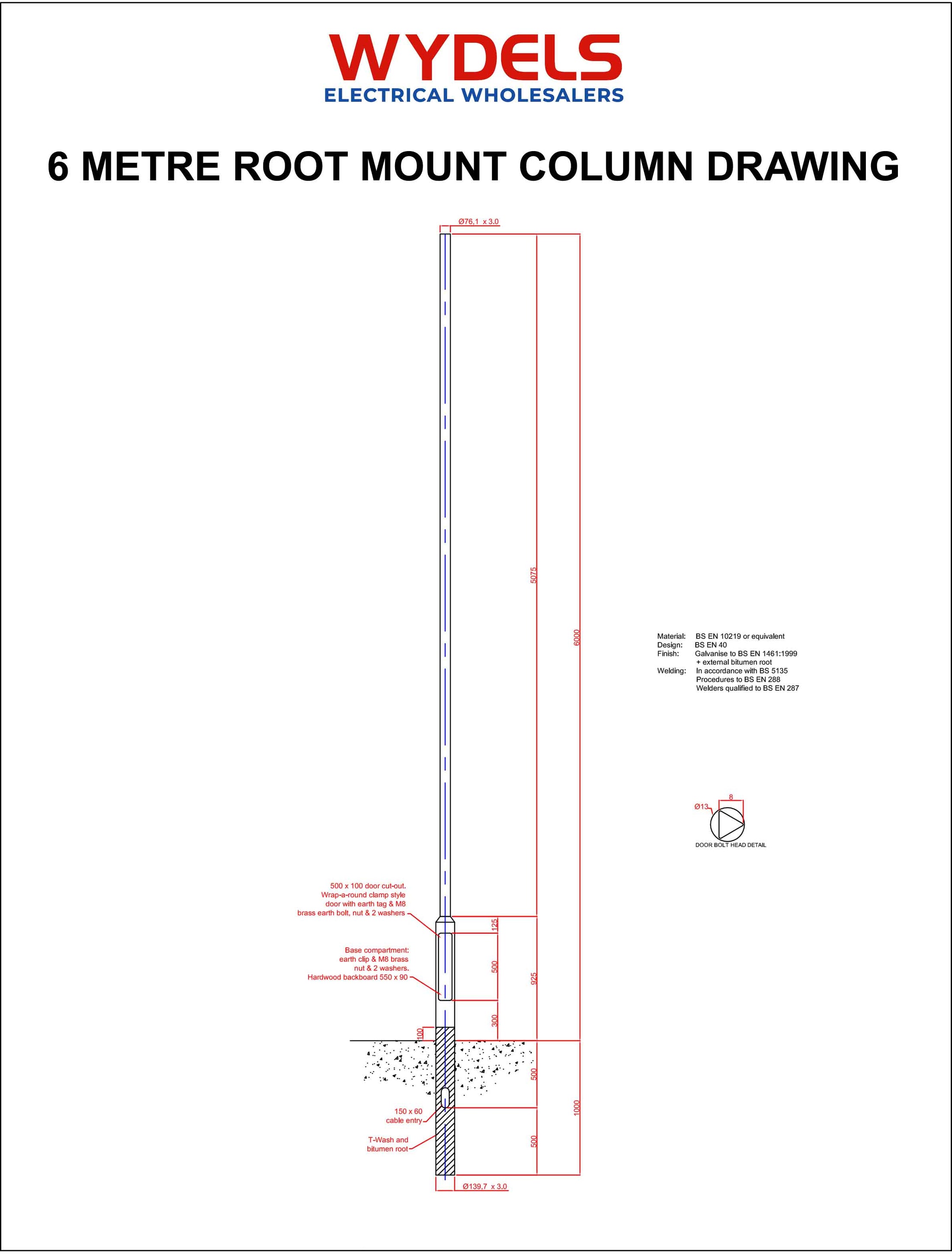 6 Metre Lighting Column Lamp Post 6m | Wydels Electrical Wholesalers